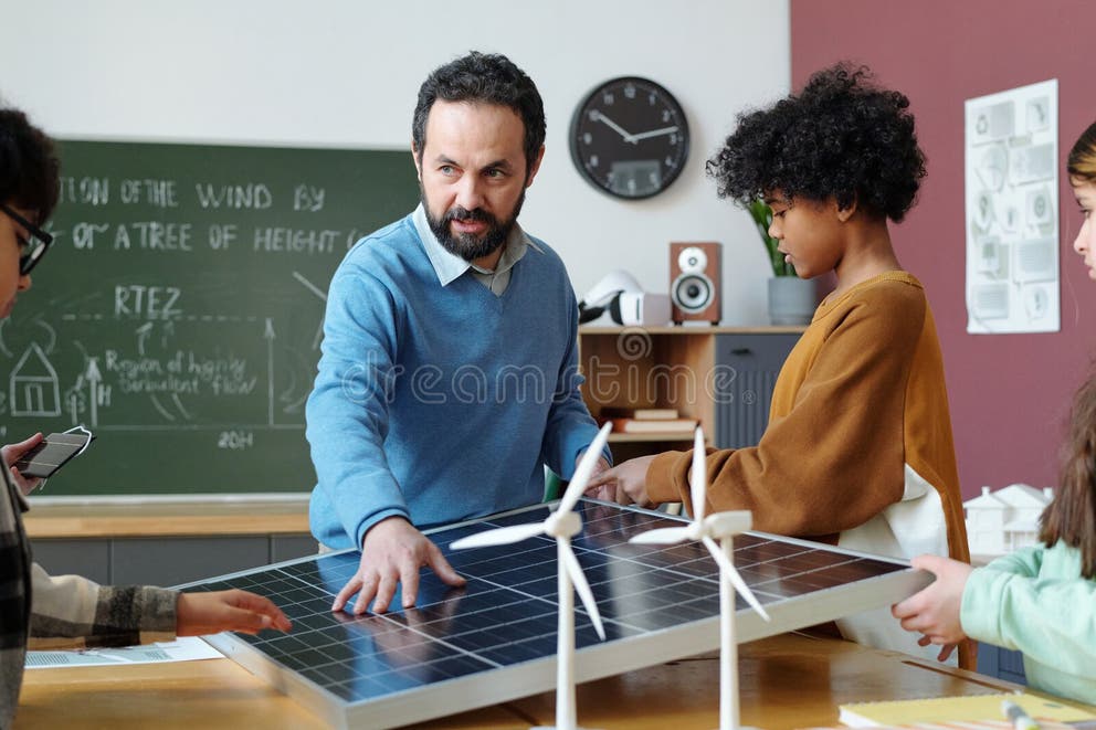 Explaining Solar Panel Function in Classroom Setting Stock Image ...