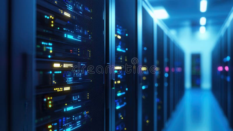 Explaining Tech Details in a Server Room Stock Illustration - Illustration of center, hosting ...