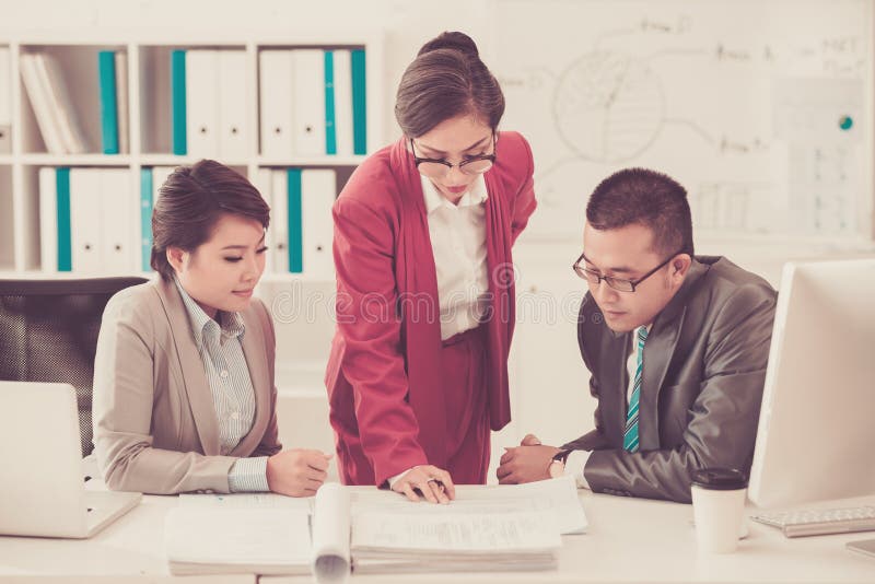 Explaining work stock image. Image of executive, document - 70477655