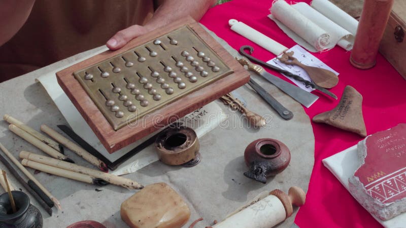 Explanation of an Ancient Roman Calculating Instrument Abacus Stock ...