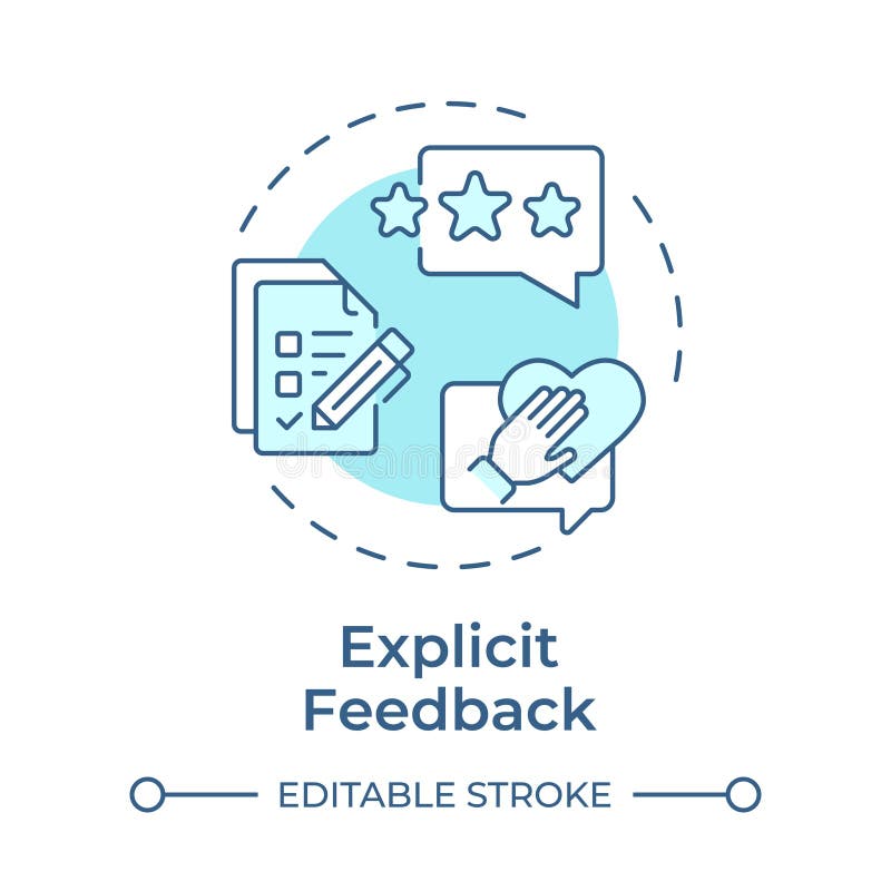 Explicit Feedback Soft Blue Concept Icon Stock Illustration ...
