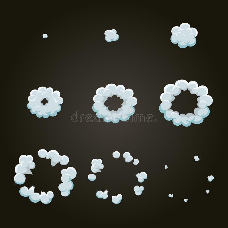 Explode Animation. Cartoon Smoke Explosion Frames Stock Vector ...