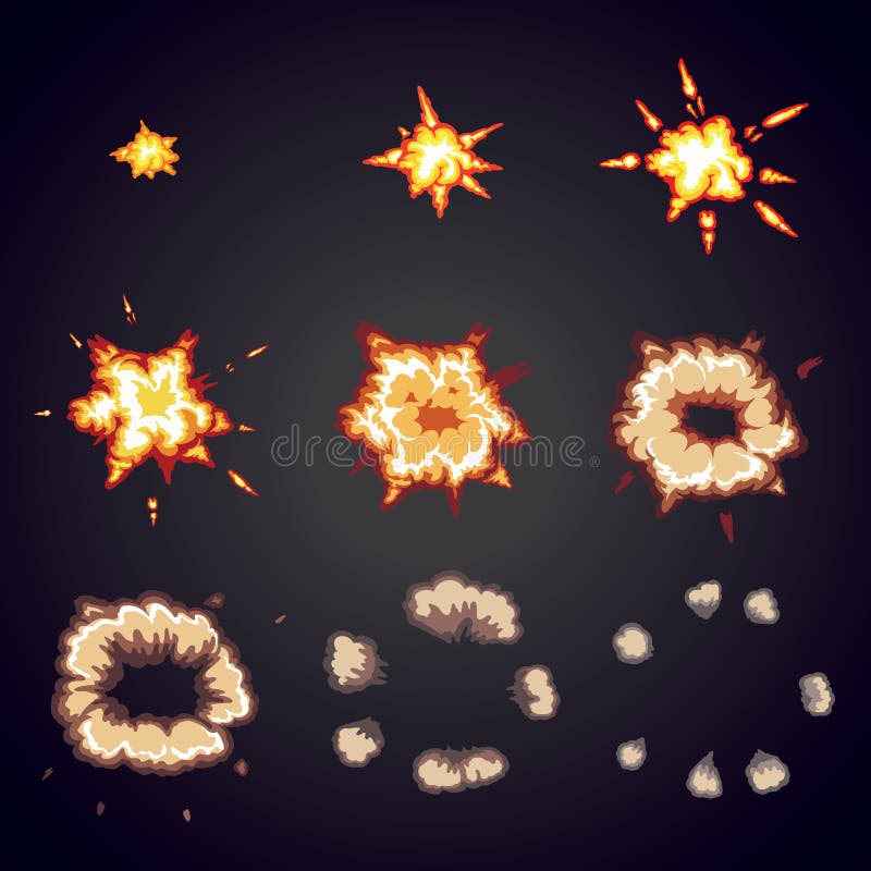 Explode Effect Animation. Cartoon Bang Explosion Frames Stock Vector ...