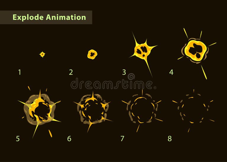 Explode Effect Animation Cartoon Explosion Frames Stock Illustrations ...