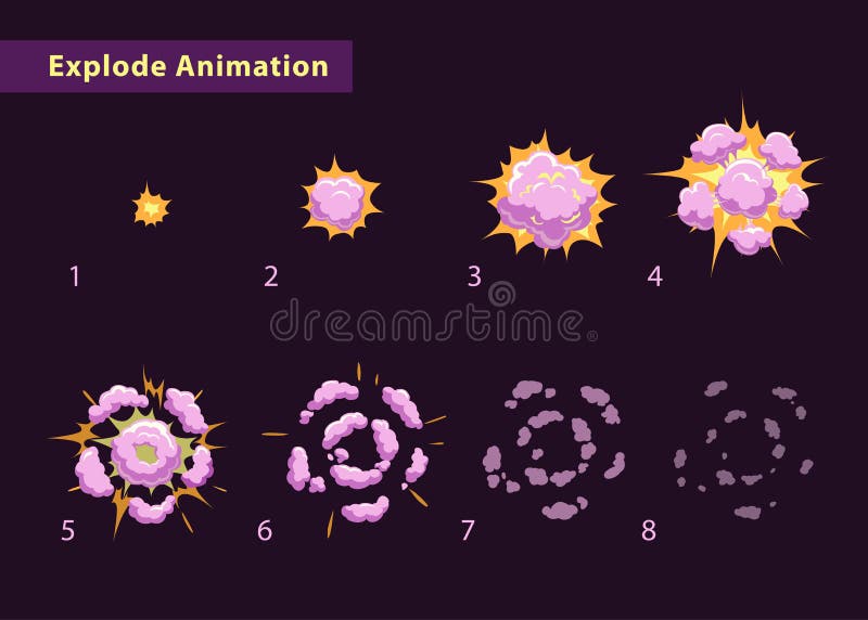 Explode Effect Animation with Smoke Stock Illustration - Illustration ...