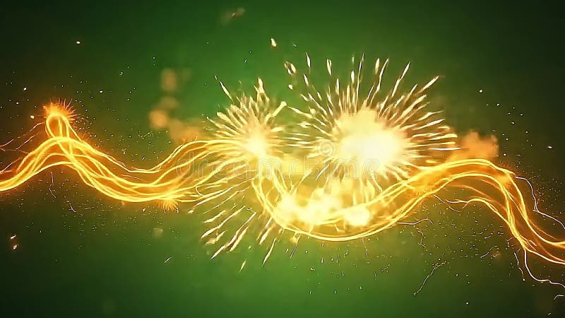 Explode Electric Fire Motion Flows Gently Across a Glowing Green ...