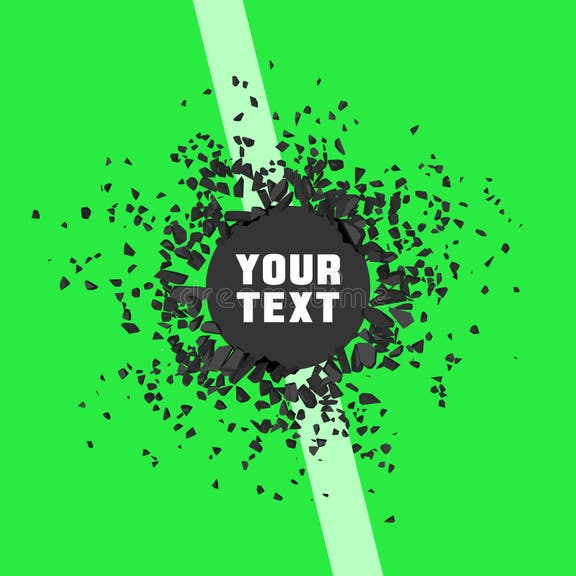 Exploded Black Banner with Copy Space. Round Broken Stone Pieces ...