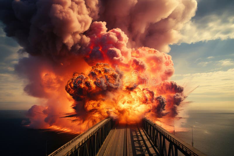Exploded Bridge during a War by a Rocket or Bomb Stock Image - Image of ...