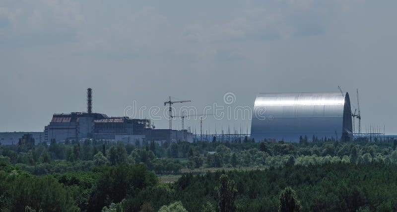 Chernobyl 4th Reactor, Old and New Sarcophagus Stock Photo - Image of ...