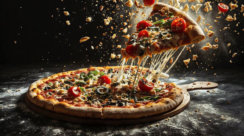 Exploded Delicious Taco with Fresh Meats and Vegetables on Dark ...