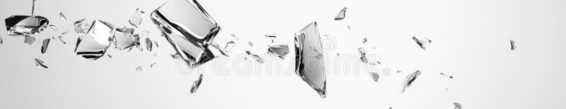 Exploded Glass Pieces, Modern Breakage, Displayed on a White Background ...