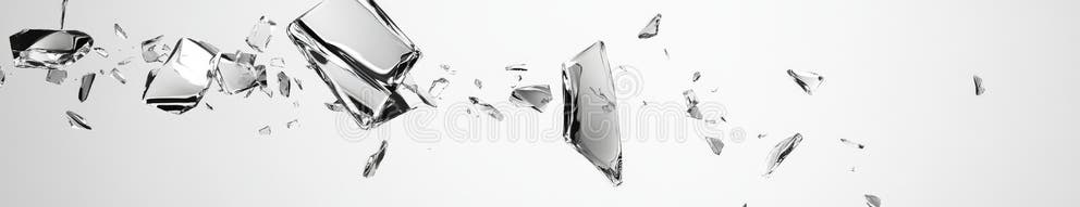 Exploded Glass Pieces, Modern Breakage, Displayed on a White Background ...