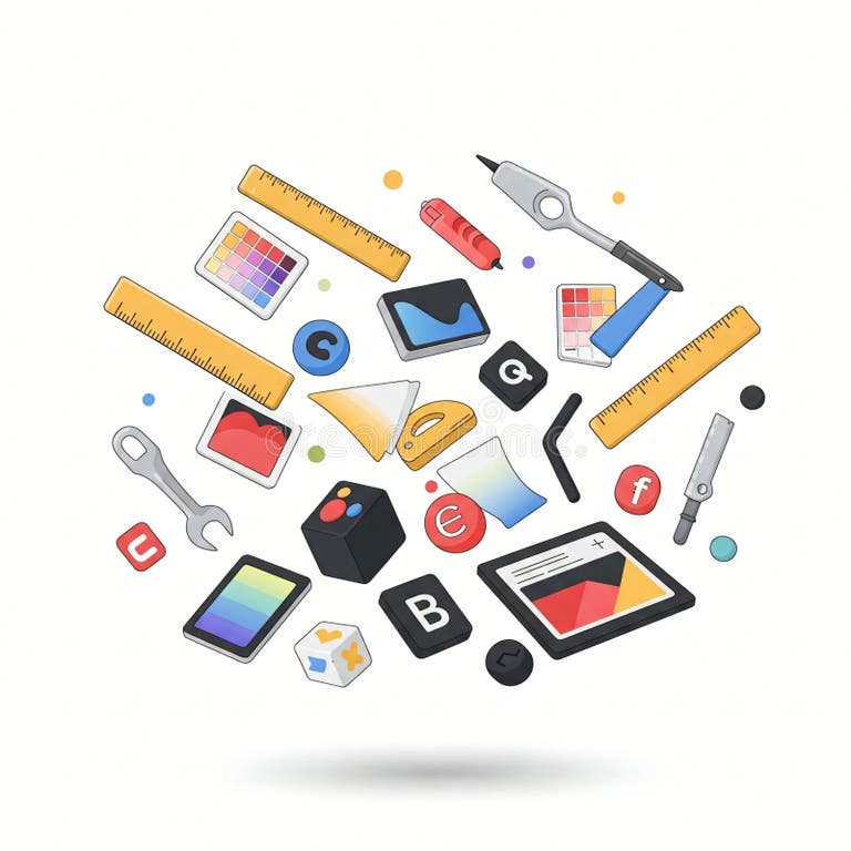 Exploded Graphic Toolbox Cartoon Illustration Stock Illustration ...