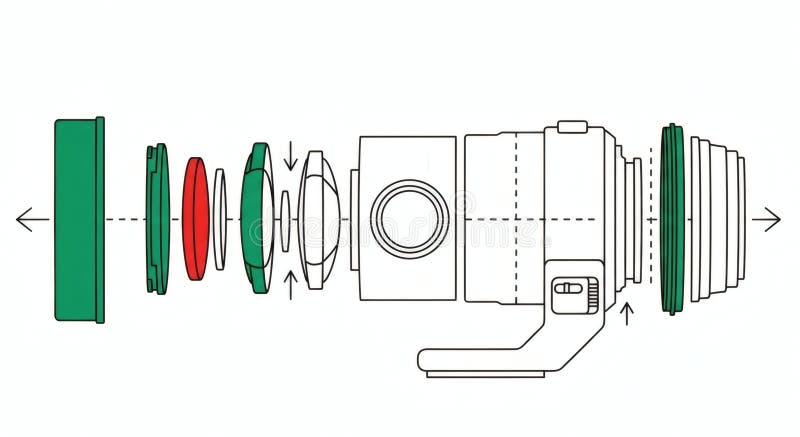 Exploded View Diagram of Professional Camera Telephoto Lens Assembly ...