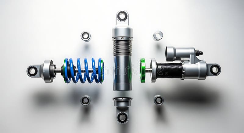Exploded View of a High-Performance Shock Absorber Stock Illustration ...