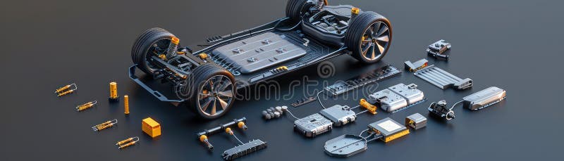 Exploded View Illustration of Electric Vehicle Battery Components ...