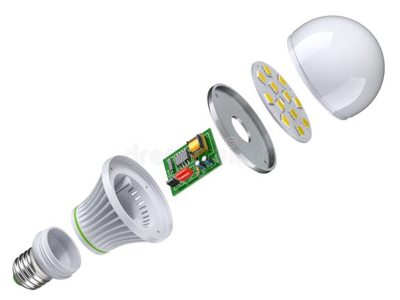 Exploded view of LED bulb stock illustration. Illustration of ...