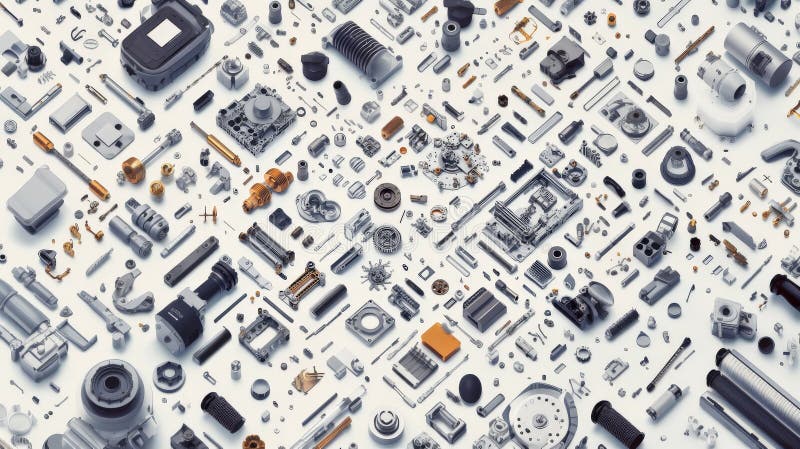 Exploded View of Mechanical Parts and Components Stock Illustration ...