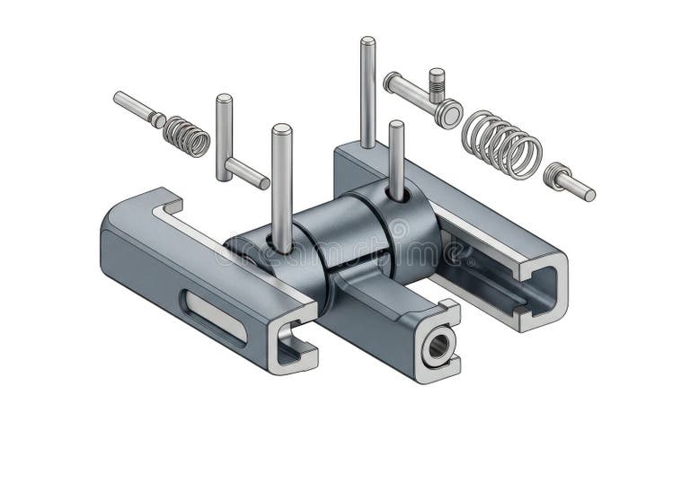Exploded View of a Metal Hinge Mechanism Isolated on Transparent ...