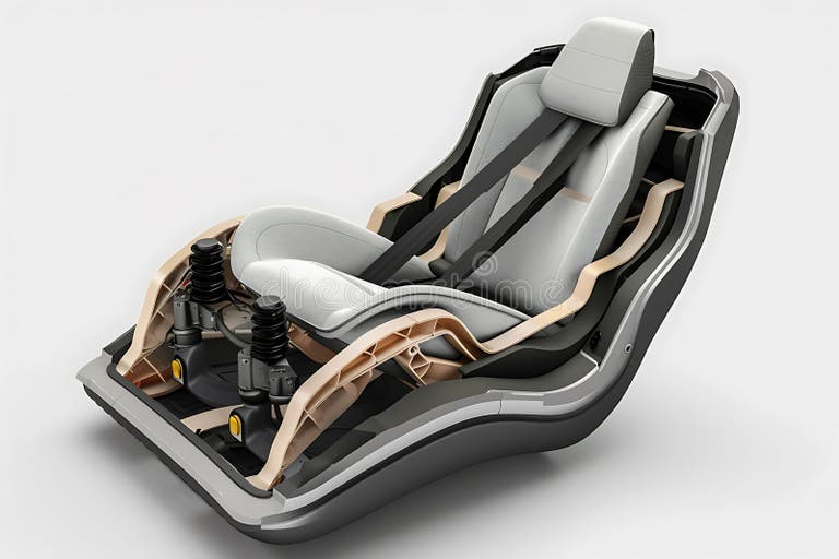 Exploded View of Modern Car Seat with Foam Padding and Steel Frame ...
