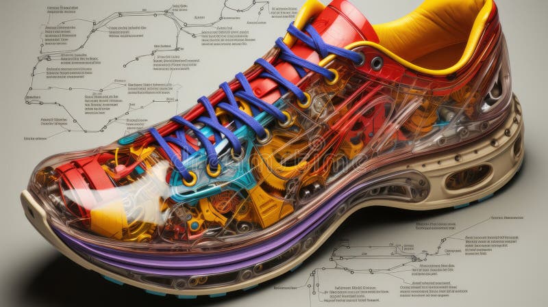 Exploded View of Modern Sneaker Design Showing Internal Mechanics Stock ...