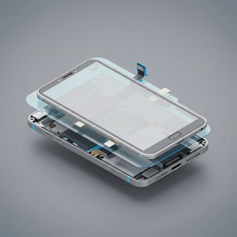 Exploded View of a Smartphone Showcasing Its Internal Components. the ...