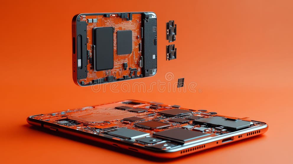 Exploded View of a Tablet Showcasing Internal Components and Vibrant ...