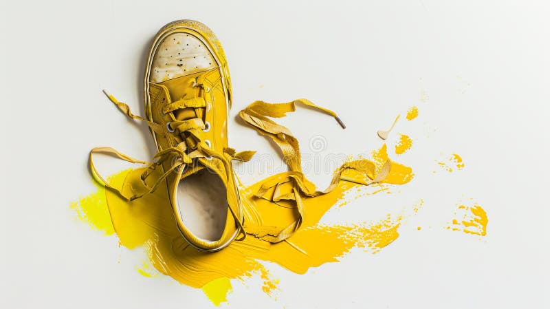 Exploded Yellow Sneaker Art Stock Image - Image of modern, design ...