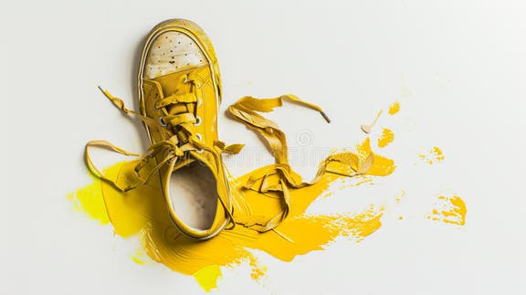 Exploded Yellow Sneaker Art Stock Image - Image of modern, design ...