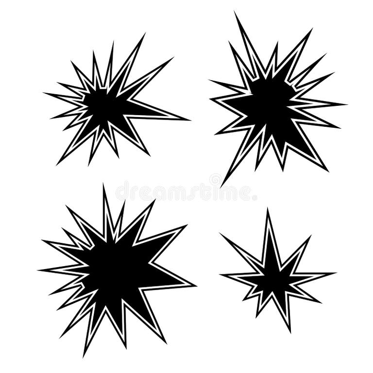 Explodieren Sie Blitz, Karikatur-Explosion, Stern-Explosion Stock ...