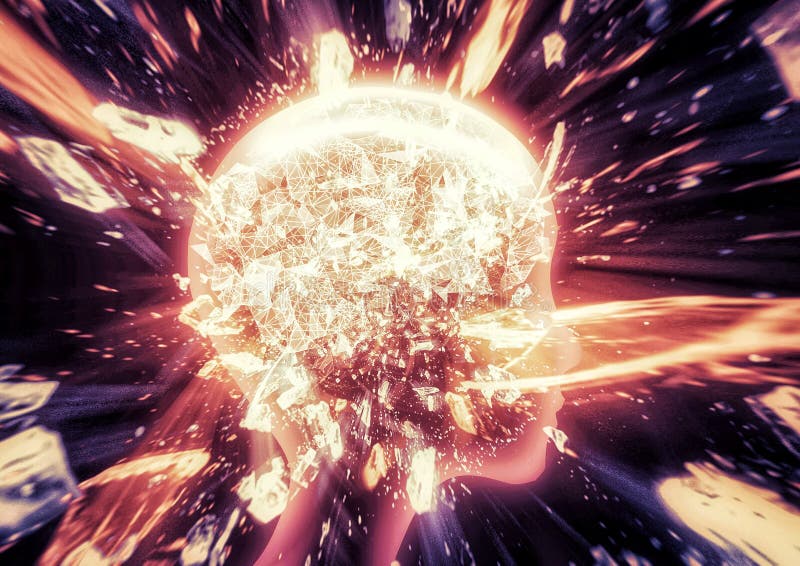 Exploding Abstract Artificial Intelligence 3d Illustration Stock ...
