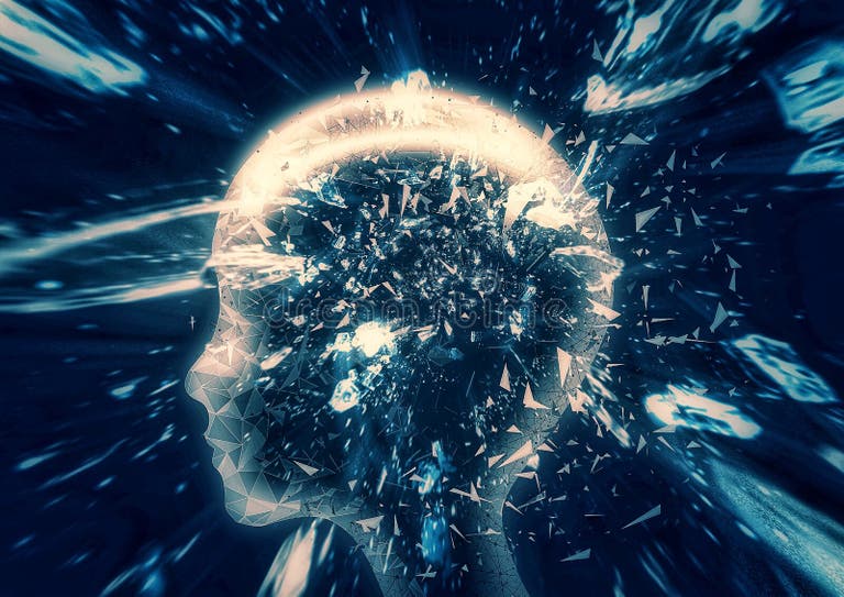 Exploding Abstract Artificial Intelligence 3d Illustration Stock ...