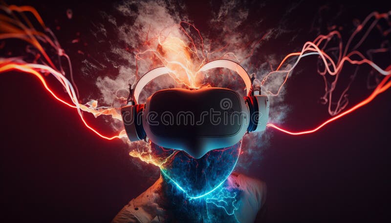 Exploding AI Metaverse Robot with Digital Art Style. Electric Man ...