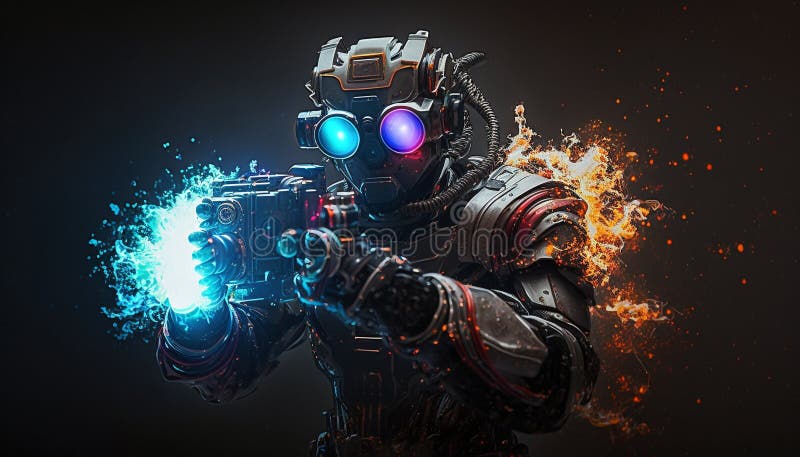 Exploding AI Metaverse Robot with Digital Art Style. Electric Man ...