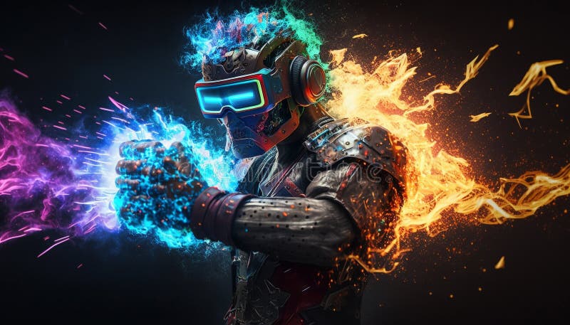 Exploding AI Metaverse Robot with Digital Art Style. Electric Man ...