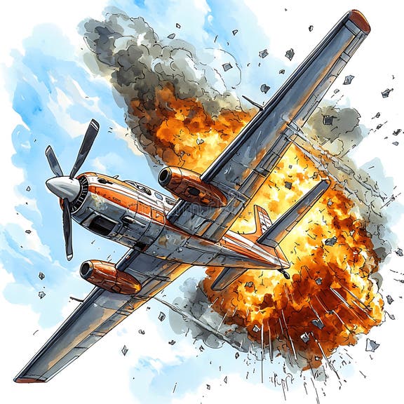 Exploding Aircraft stock illustration. Illustration of explosion ...