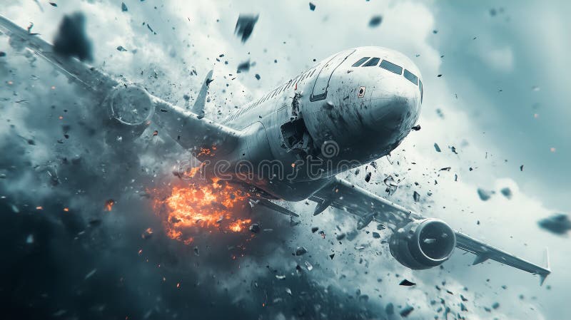 An Exploding Airplane in the Sky. Shooting Down an Airplane in the Sky ...