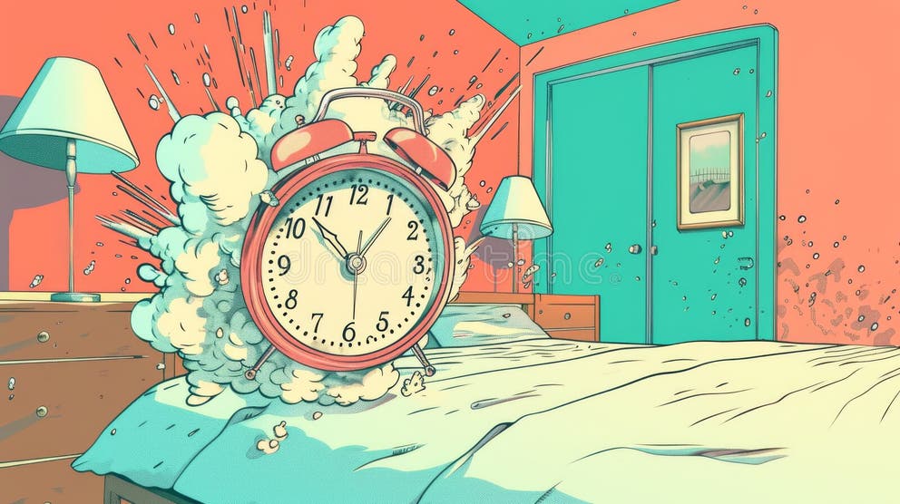 Exploding Alarm Clock on Bed Surreal Artwork Stock Photo - Image of ...