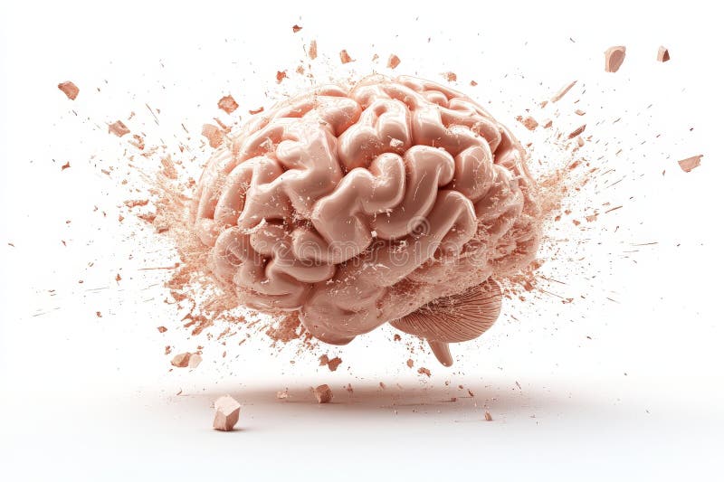 Exploding Anatomical Brain in Beige Hues Highlighting Mental ...