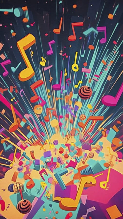 Exploding Array of Vibrant Musical Symbols in Artwork Stock ...
