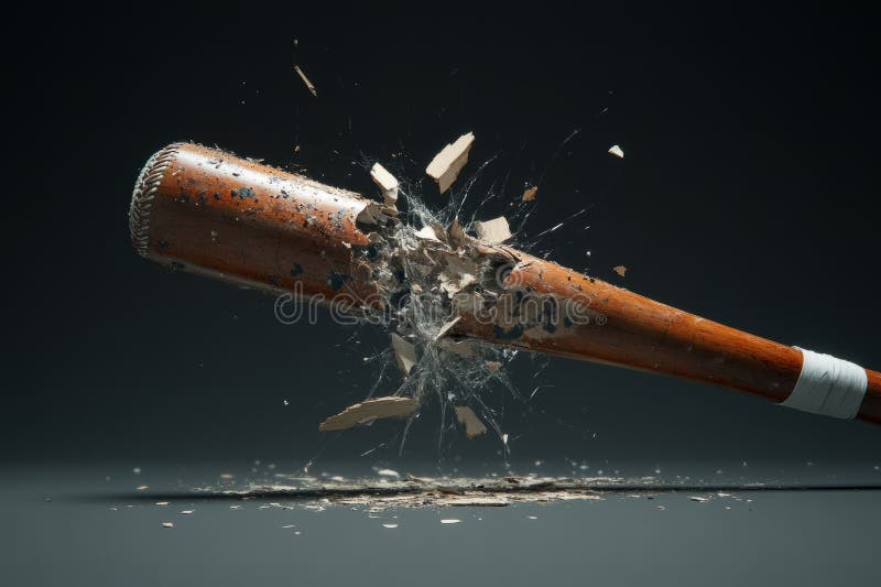 An Exploding Baseball Bat Shatters into Pieces Against a Dark Backdrop ...