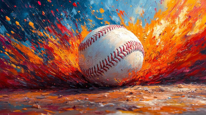 Exploding Baseball in Motion - Generative Ai Stock Illustration ...