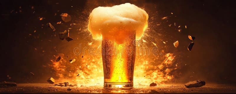 Exploding Beer Glass with Dramatic Splash Stock Photo - Image of orange ...