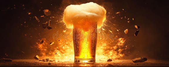 Exploding Beer Glass with Dramatic Splash Stock Photo - Image of orange ...