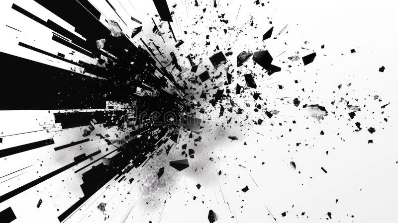 Exploding Black and White Cubes in Motion. Dramatic Visual Effect ...