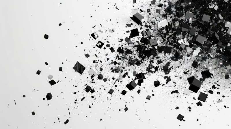 Exploding Black and White Cubes in Motion. Dramatic Visual Effect ...