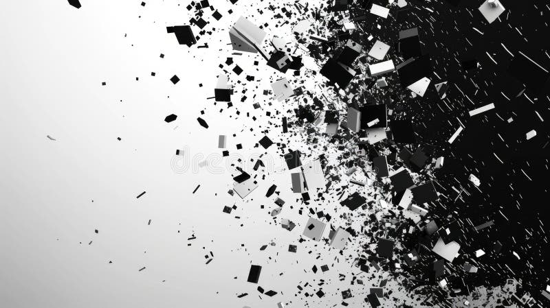 Exploding Black and White Cubes in Motion. Dramatic Visual Effect ...