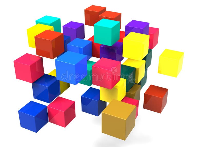 Exploding Blocks Shows Scattered Puzzle Stock Illustration ...