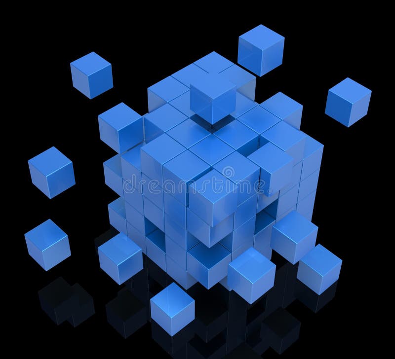 Exploding Blocks Shows Unorganized Puzzle Stock Illustration ...