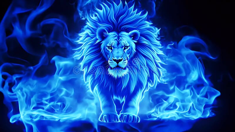Exploding Blue Fire Lion Effect, with Flames Radiating Stock Video ...